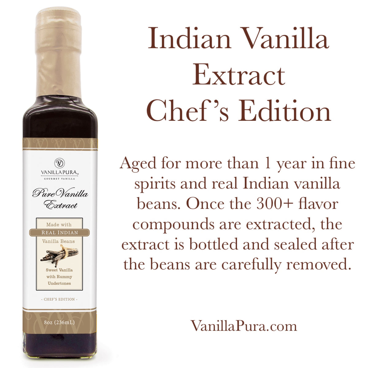 Chef's Edition - Indian Pure Vanilla Extract - 8oz (Retail) – VanillaPura